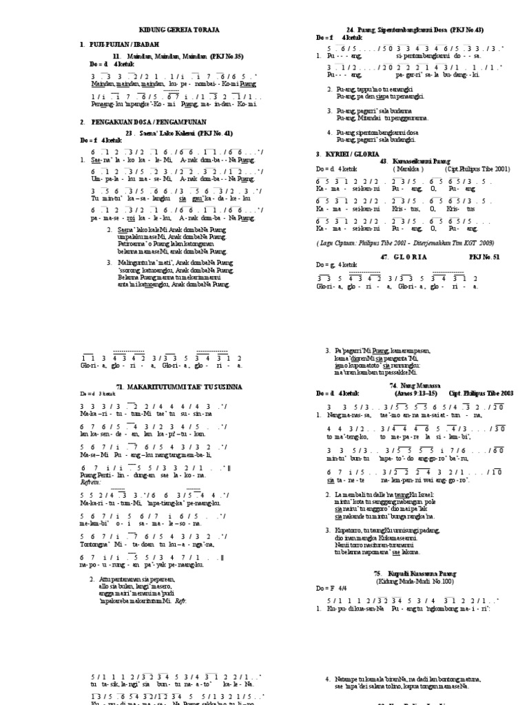 Teks Kidung Gereja Toraja | PDF