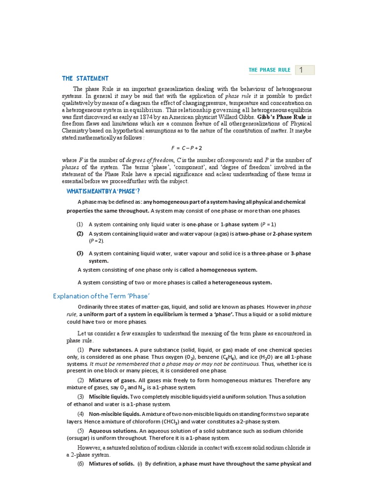 Phase Rule Class 2ND Sem Notes | PDF | Phase Rule | Phase (Matter)