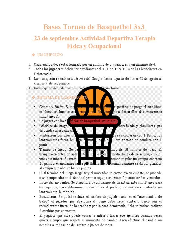 Bases Torneo de Basquetbol 3x3 | PDF | Árbitro | Deportes