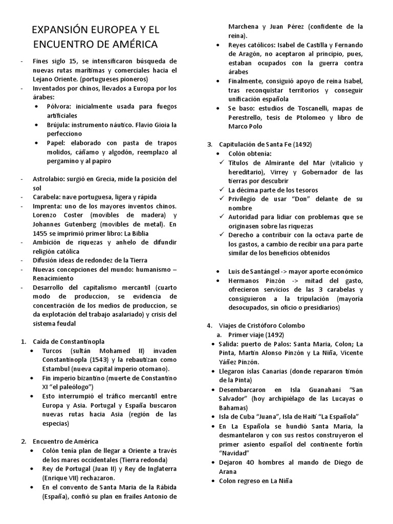 Expansión Europea y El Encuentro de América | PDF | Cristobal colon | Exploración
