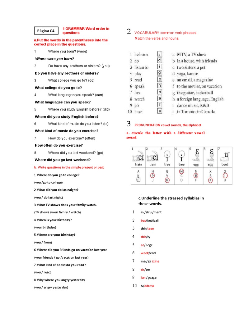 1 GRAMMAR Word Order in Questions | PDF | English Language | Cognition