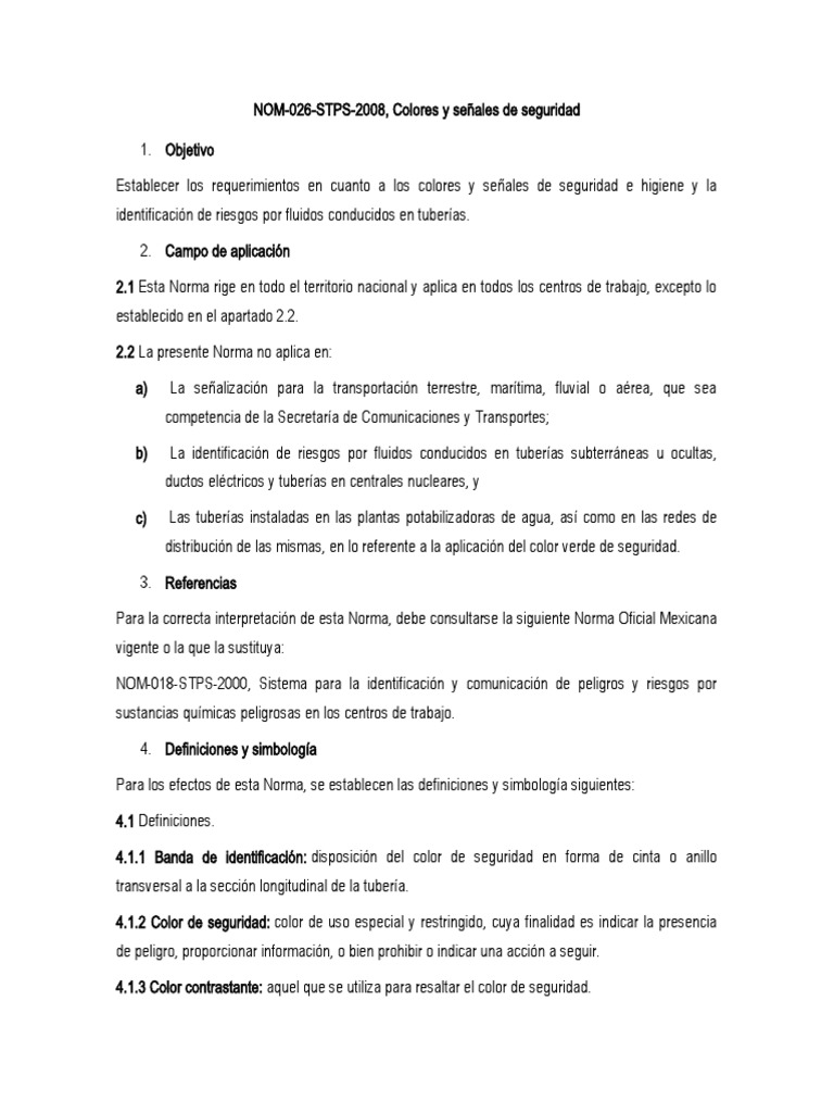 NOM-026-STPS-2008, Colores y Señales de Seguridad | PDF | Color | Presión