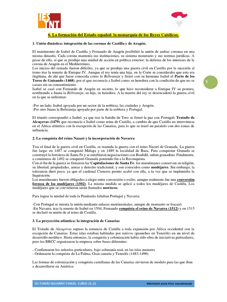Tema 6. Reyes Católicos. 21-22 | PDF | España