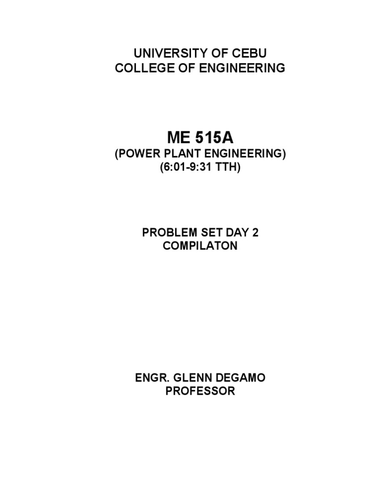 Power Plant Engineering Problem Set | PDF | Gases | Heat