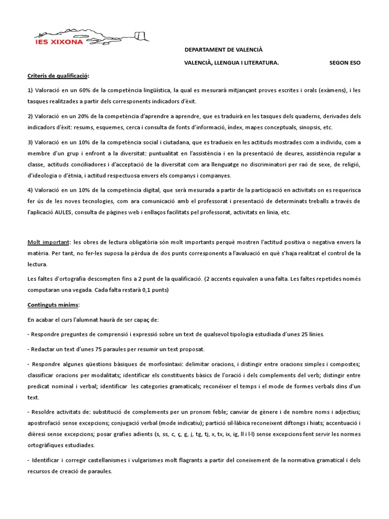 Criteris 2n ESO | PDF