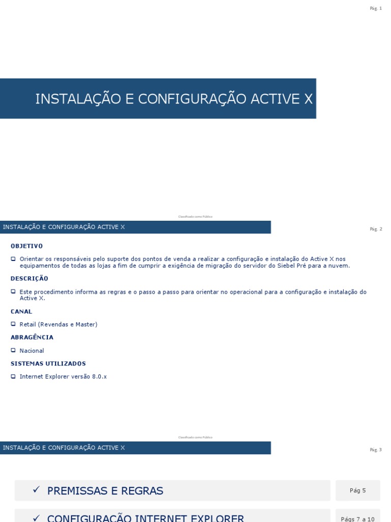 Instalação e Configuração Active X | PDF | Internet Explorer | Internet