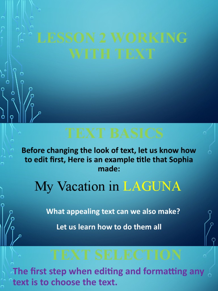 Lesson 2 Working With Text | PDF | Text | Computing