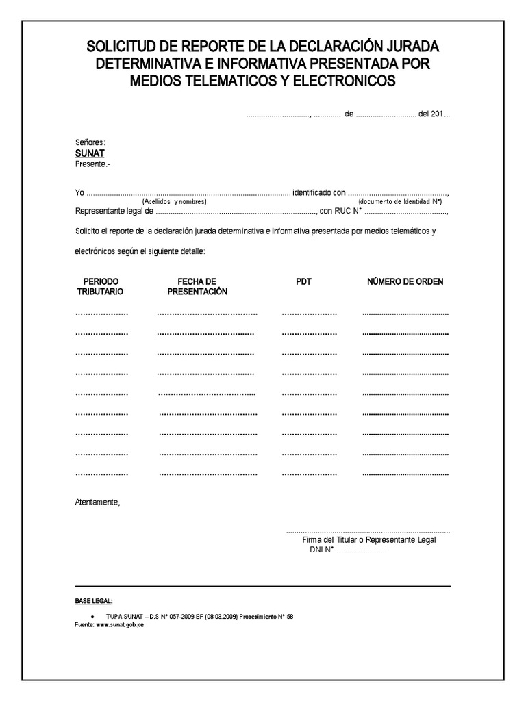 Solicitud de Reporte de La Declaración Jurada Determinativa e Informativa | PDF | Autenticación ...