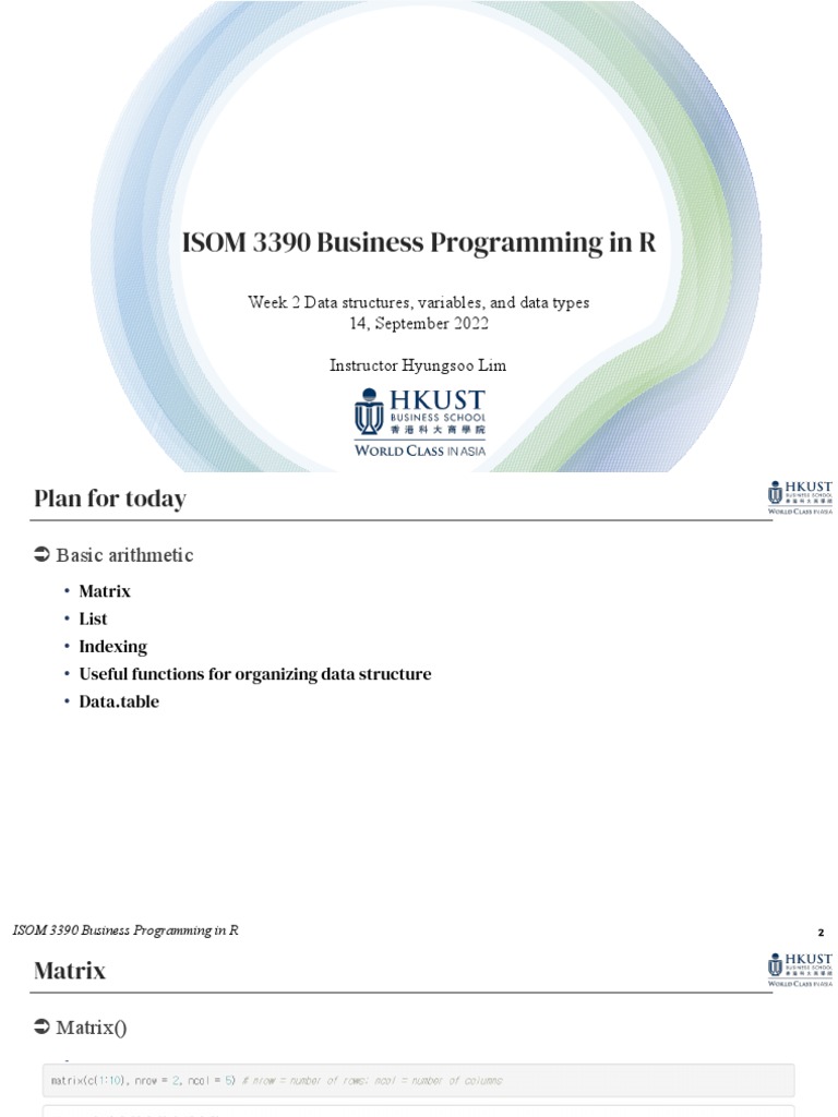 Week2 1 Rev | PDF | Array Data Structure | Sampling (Statistics)