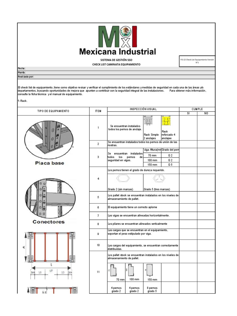 FO-22 Check List Equipamiento Versión | PDF