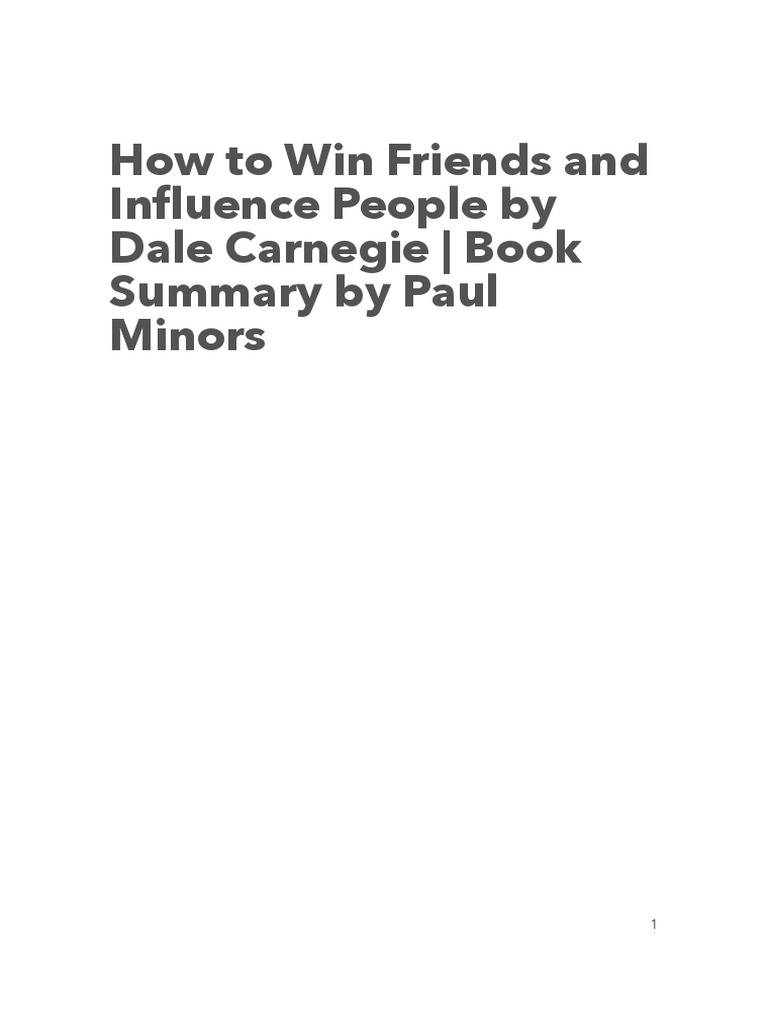 How To Win Friends and Influence People by Dale Carnegie | PDF | Psychology