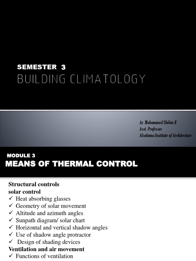 BUILDING CLIMATOLOGY Module 3 | PDF | Window | Ventilation (Architecture)