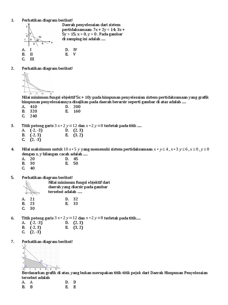 Soal PTS Program Linear Dan Matriks | PDF