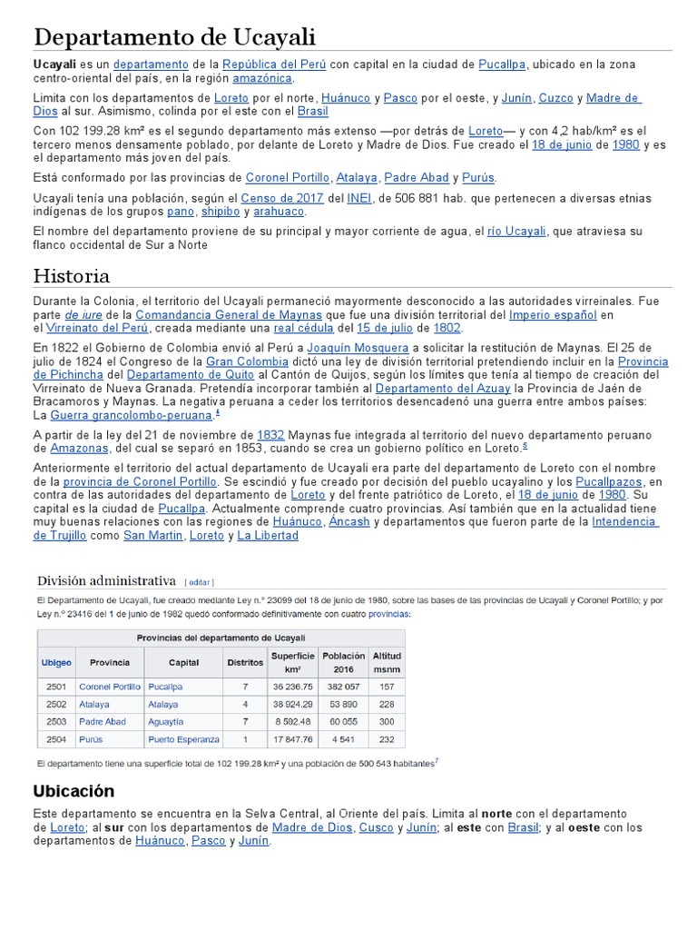 Departamento de Ucayali - Docx INFORMACION | PDF