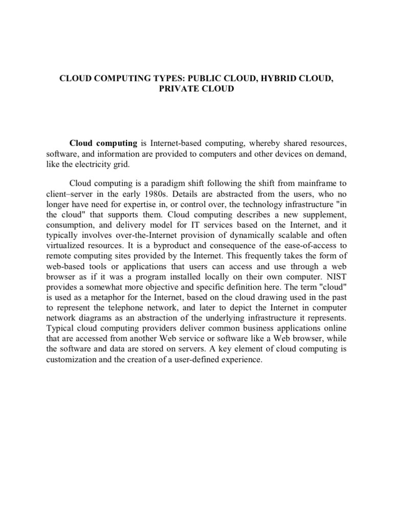 Types of Cloud Computing Base Paper | PDF | Software As A Service ...