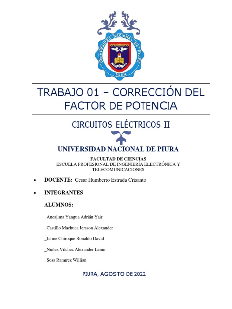 Ejercicio 05 - Grupo 05 - Circuitos Electricos Ii - Unp - Iet | PDF | Energia electrica | Red ...