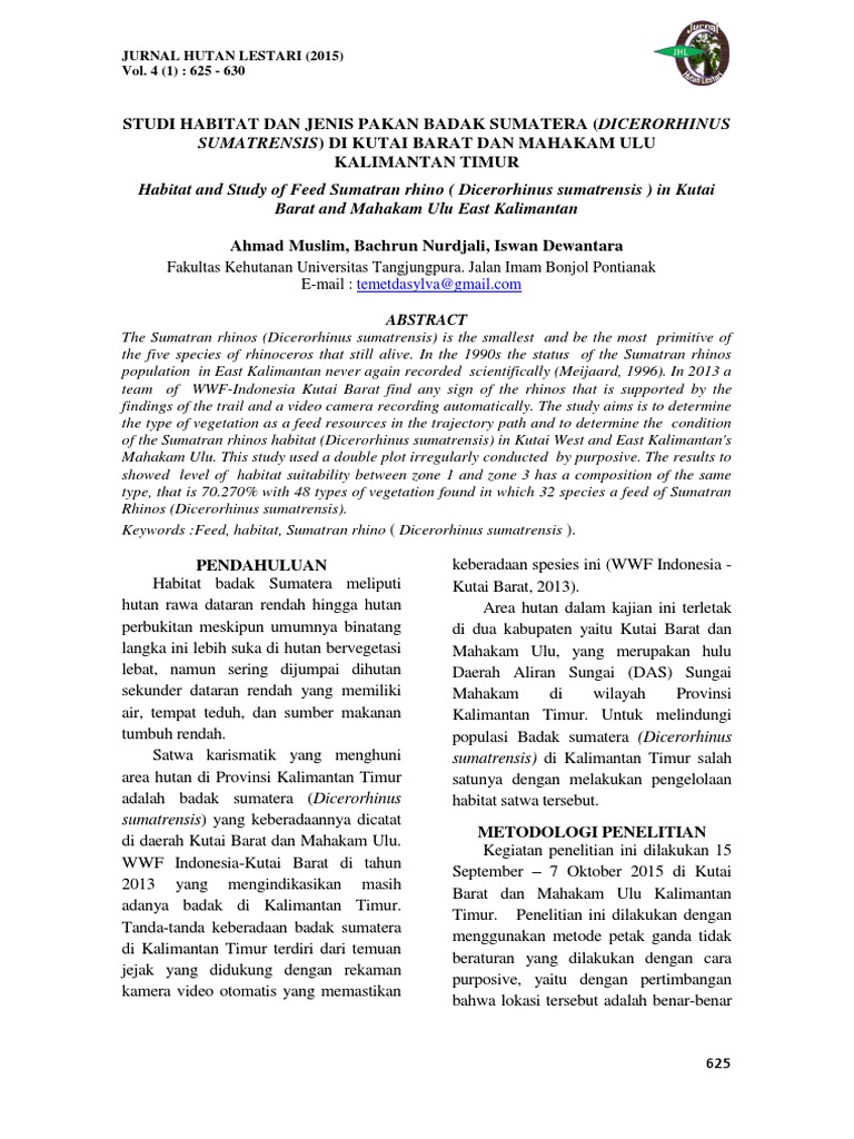 Habitat dan Jenis Pakan Badak Sumatera | PDF