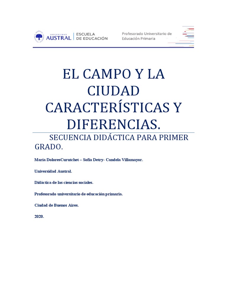 Campo y Ciudad: Características para Niños | PDF | Evaluación | Sociedad