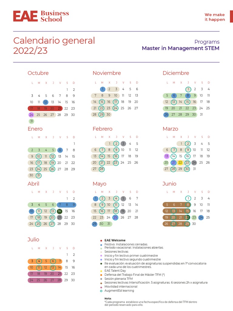 EAE-CalendarioAcademico MIM | PDF