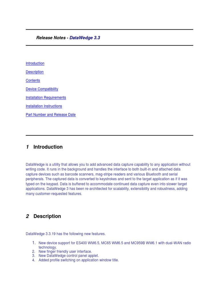 DataWedge 3.3 Release Notes | PDF | Microsoft Windows | Installation ...