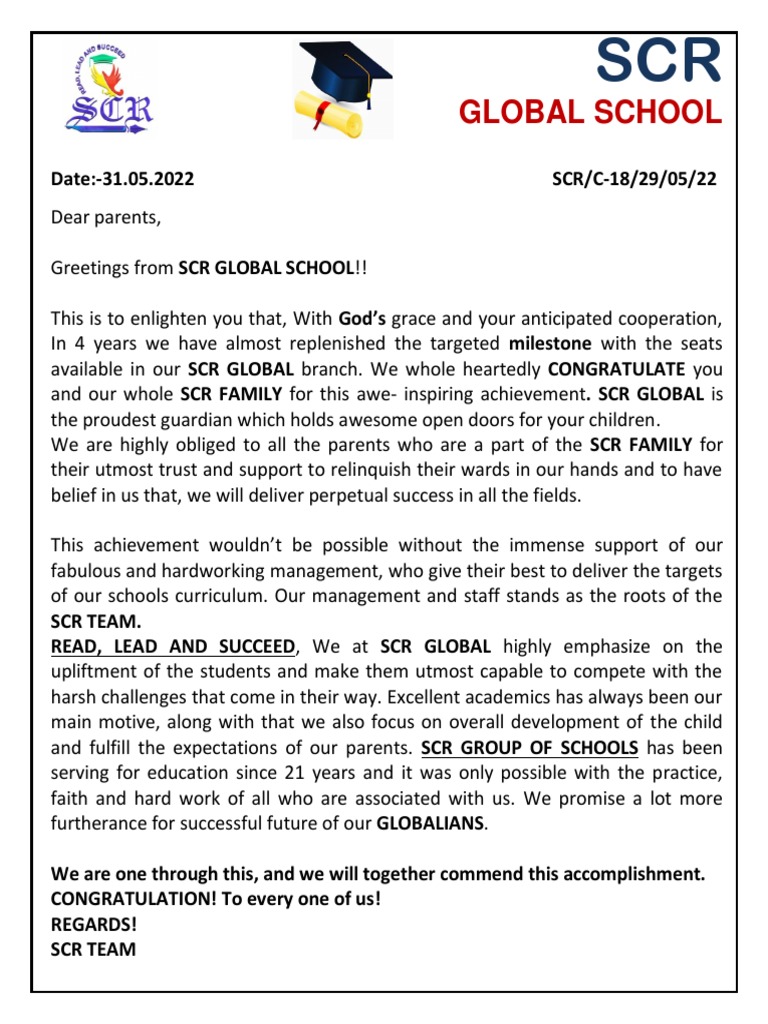 Congratulations Circular | PDF