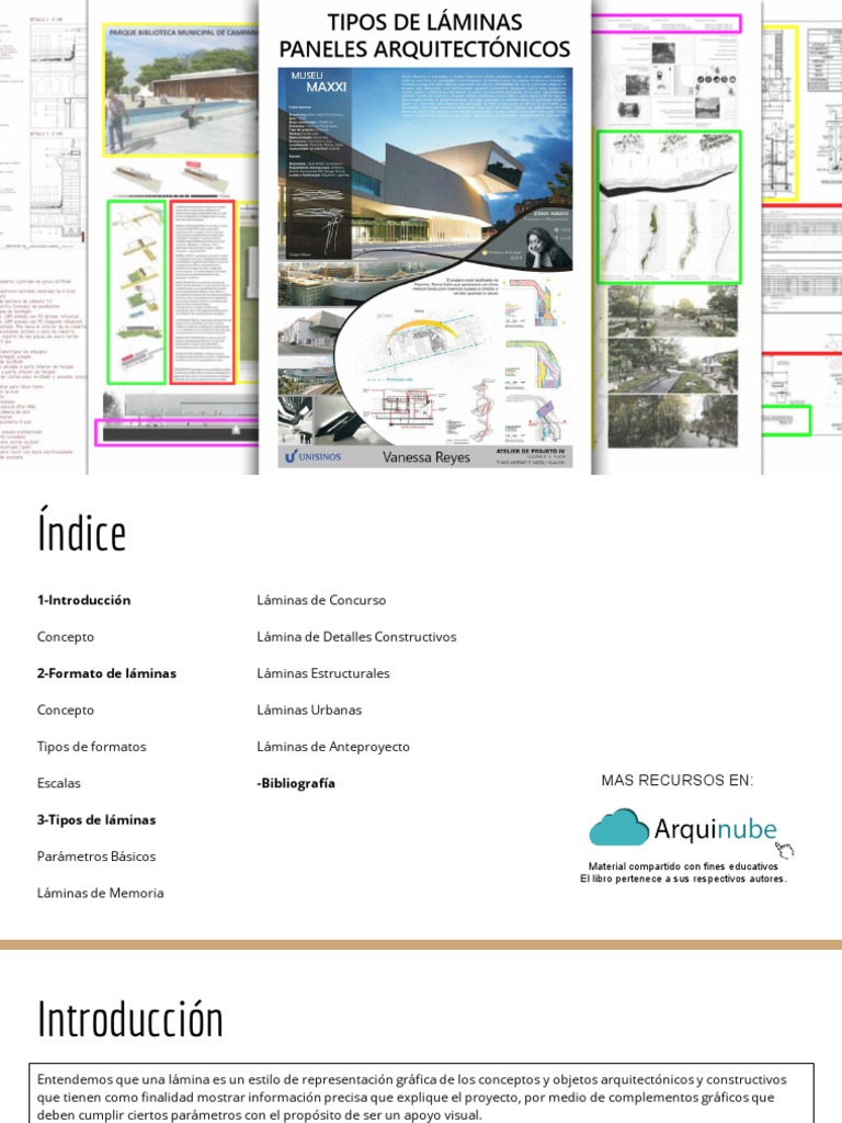 Tipos de Laminas y Paneles Arq (Arquinube) | PDF | Dibujo | Diseño