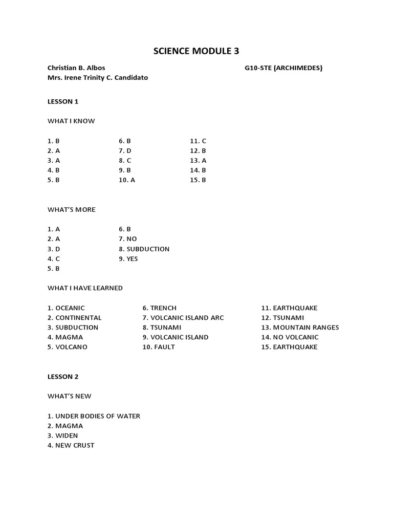 Science Module 3 Answers | PDF
