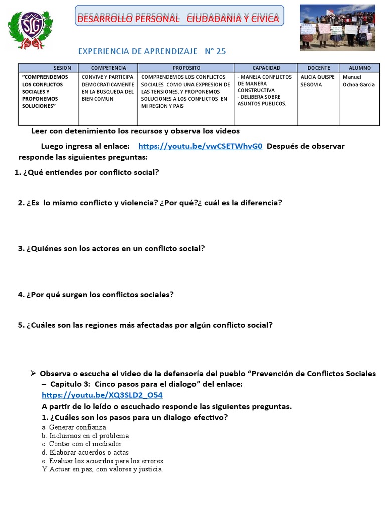 DPCC Quinto Semana 25 | PDF | Conflicto social