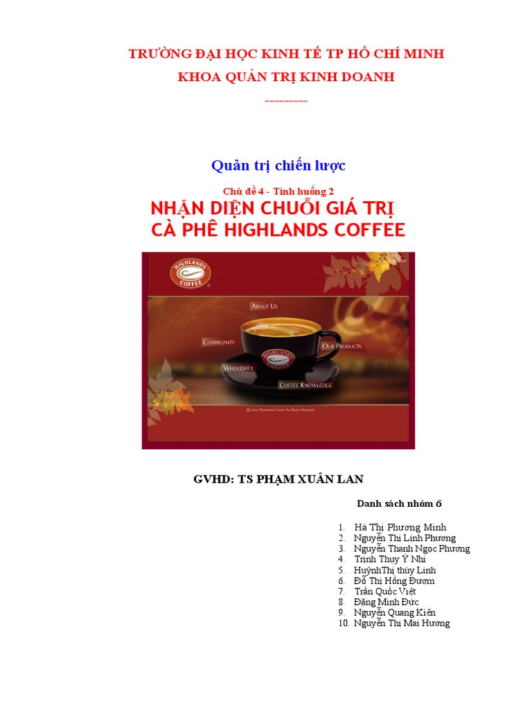 (123doc) - Tieu-Luan-Nhan-Dien-Chuoi-Gia-Tri-Ca-Phe-Highlands-Coffee | PDF