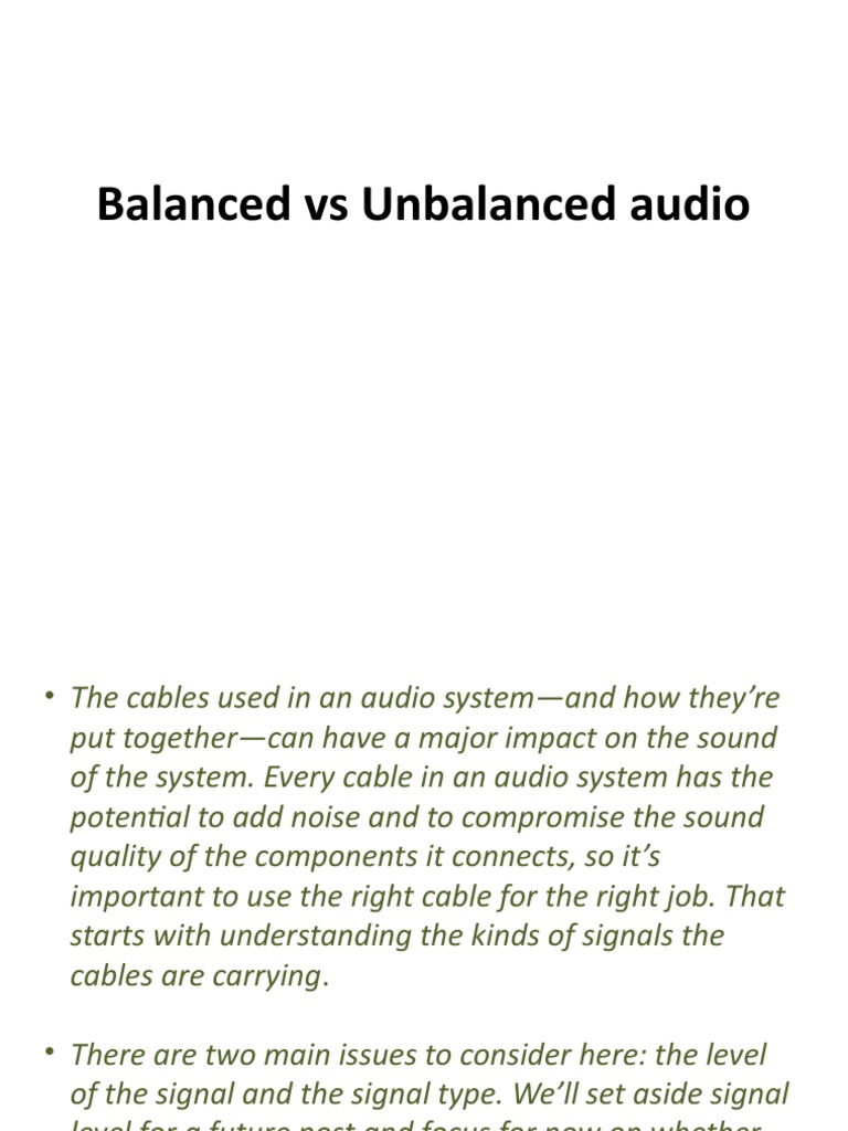 Balanced vs Unbalanced Audio Cables | PDF | Electrical Components ...