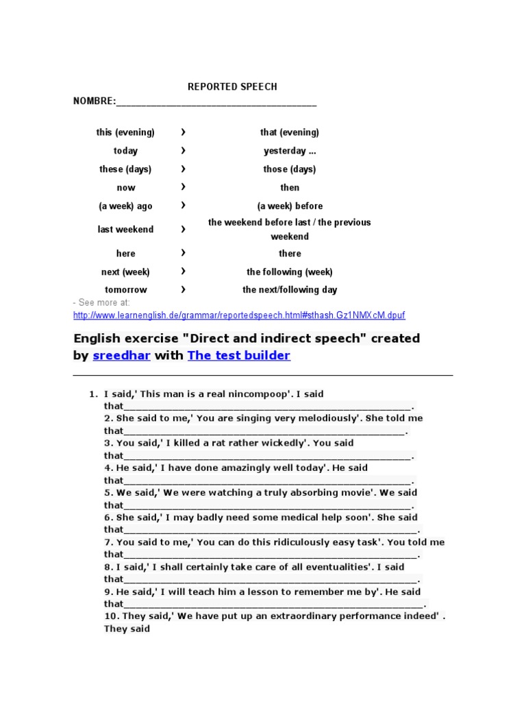 Reported Speech | PDF