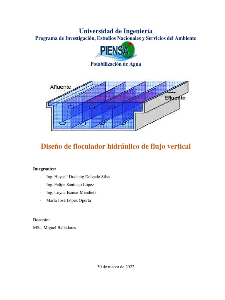 Trabajo de Floculador Hidraulico de Flujo Vertical | PDF | Agua ...