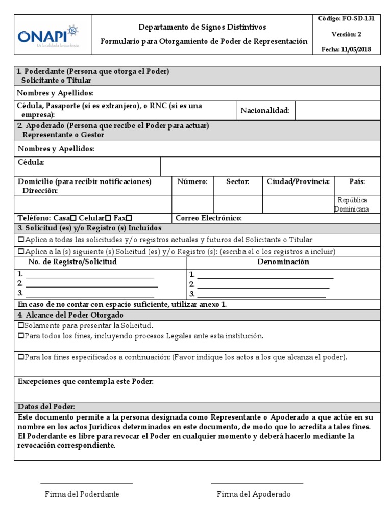 1 Formulario - Otorgamiento - Poder | PDF