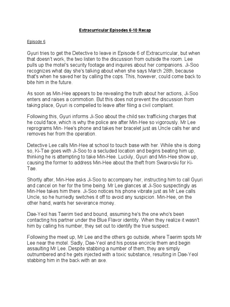Extracurricular Episodes 6-10 Recap | PDF | Social Science | Mystery ...