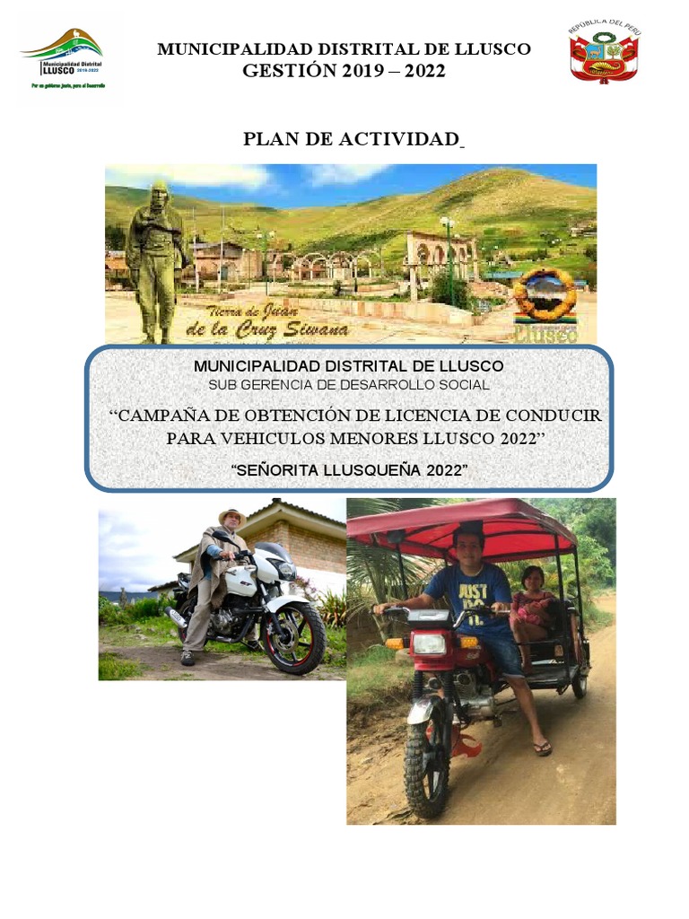 Plan de Licencias Vehiculos Menores | PDF | Licencia de conducir | Gobierno local