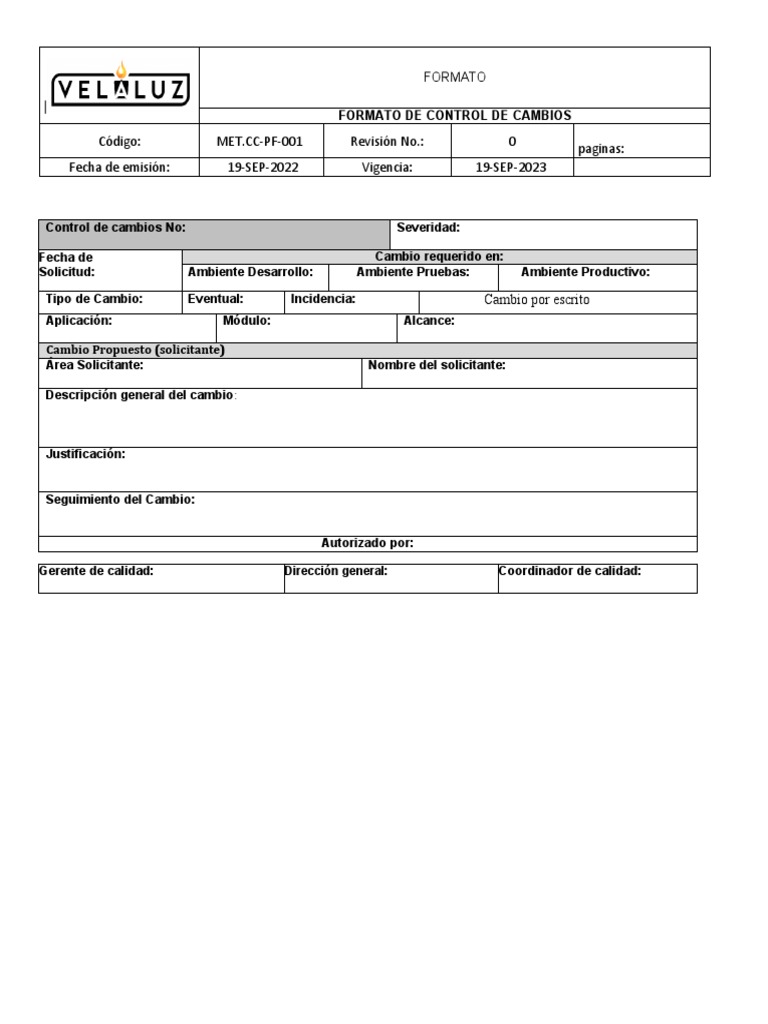 Control de Cambios | PDF | Software de la aplicacion | Informática