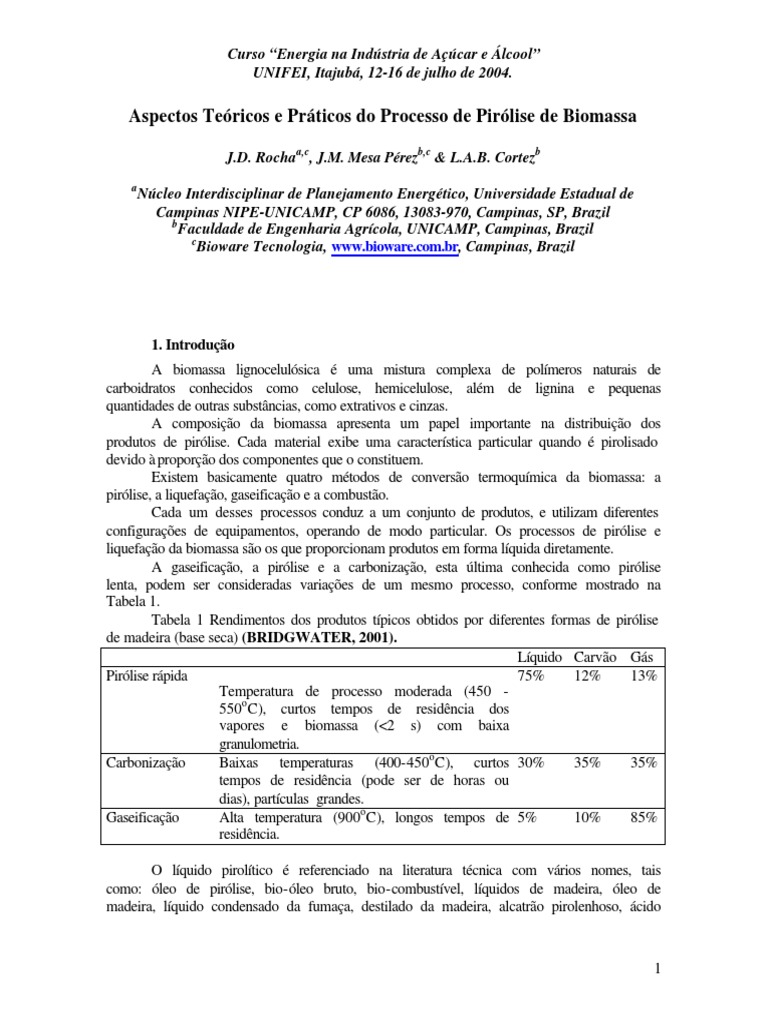 Aspectos Teóricos e Práticos Do Processo de Pirólise de Biomassa | PDF ...