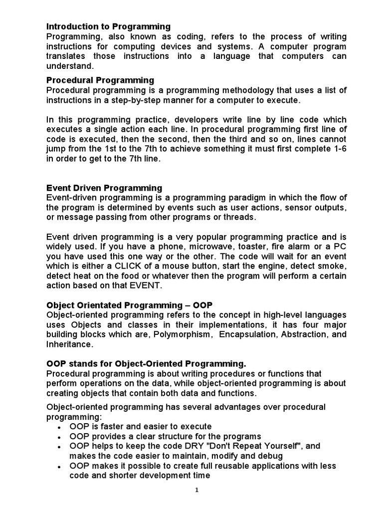 Introduction To Programming Pdf Parameter Computer Programming