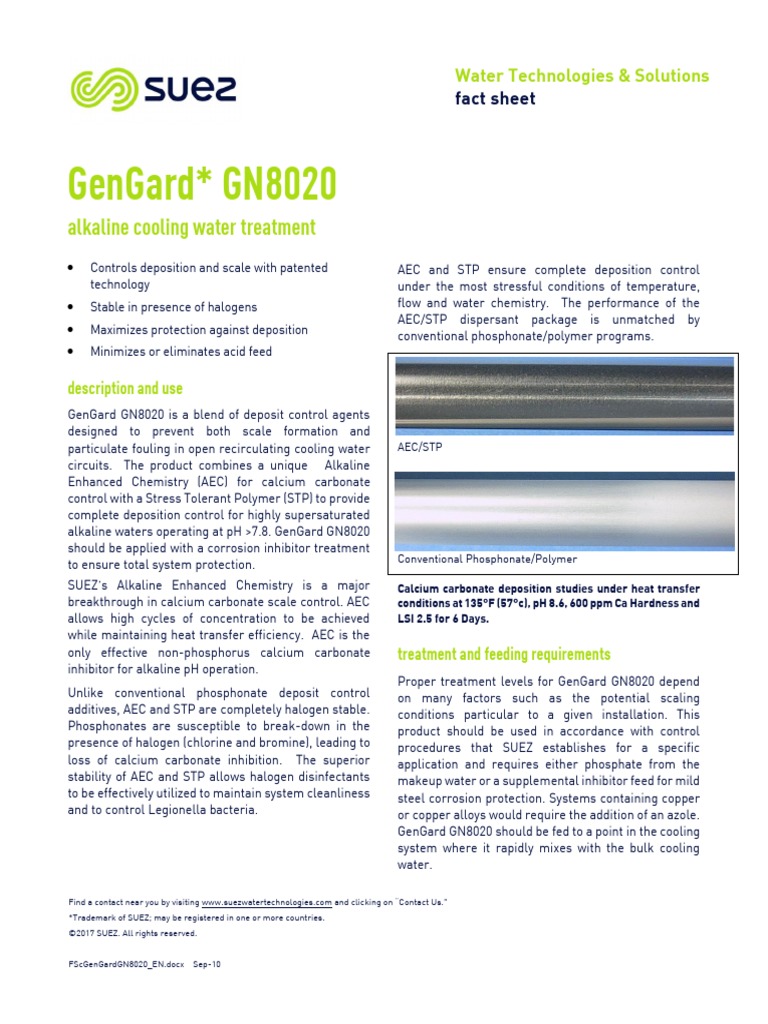 Gengard Gn8020 Pfs Suez | PDF | Water | Chemistry