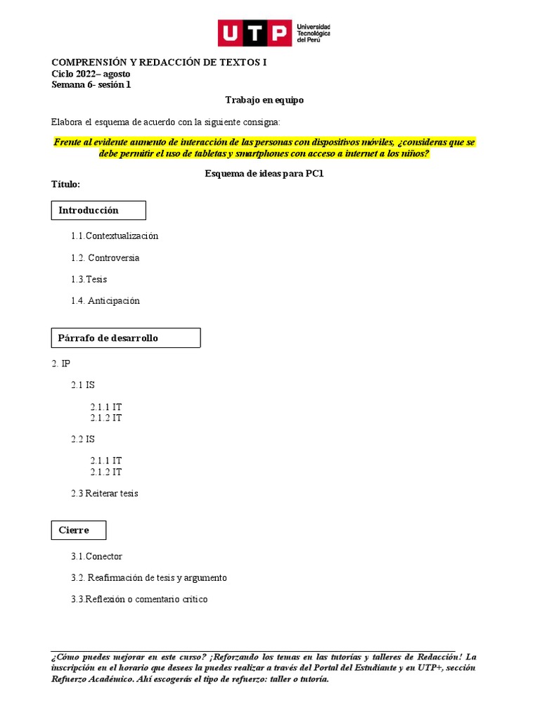 S06.s1-Esquema para PC1 (Material) 2022 Agosto-1 - 1206182538 | PDF | Negocios | Arte