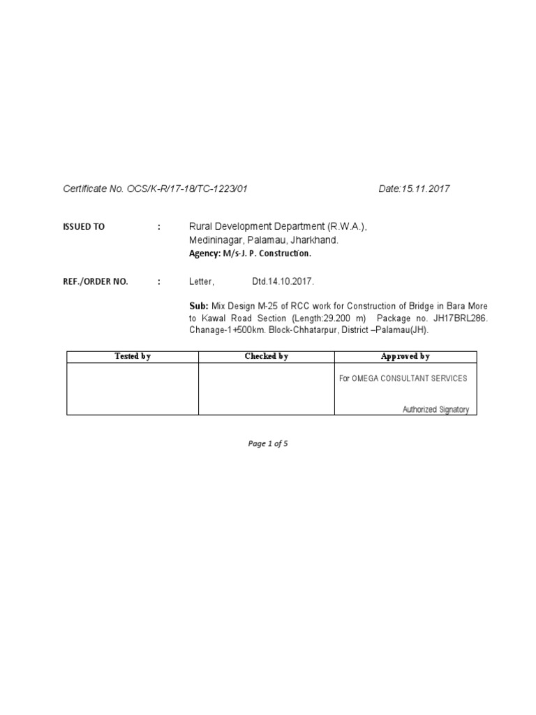 RCC M-25, Ultratech, OPC43 | PDF | Concrete | Building Materials
