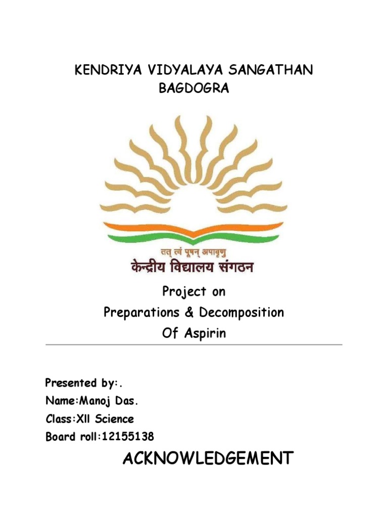 Chemistry Project Class 12 Sci CBSE | PDF | Aspirin | Water