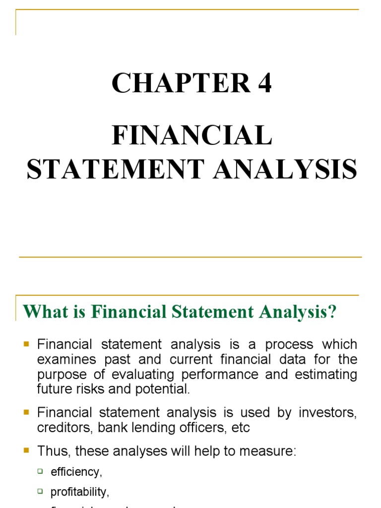 Chapter 4 Financial Statement Analysis | PDF | Financial Statement ...