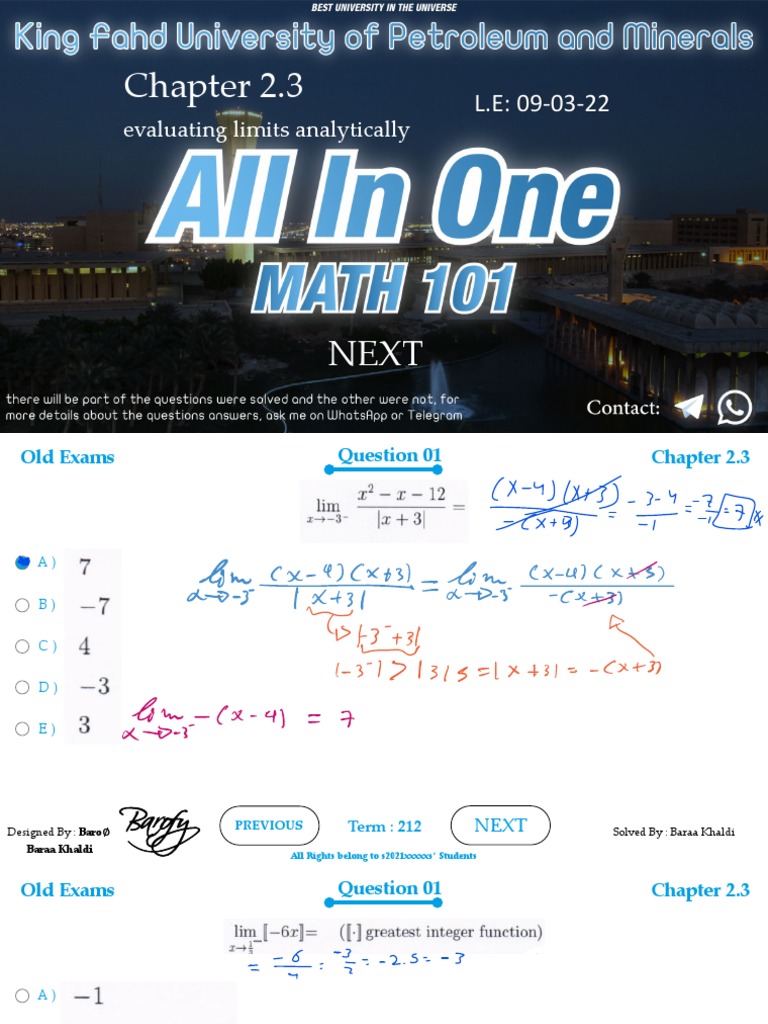 Aio 101 2 3 Evaluating Limits Analytically Pdf