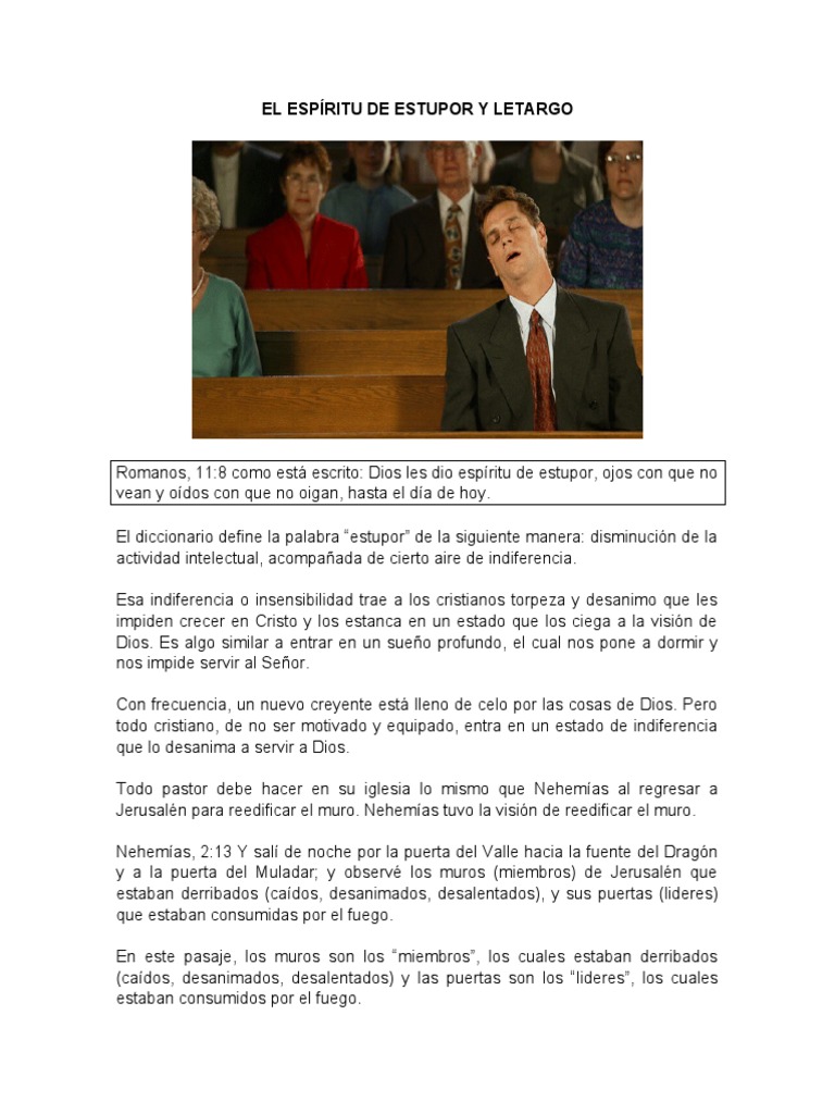 El Espiritu de Estupor y Letargo | PDF | Oración | Creencia religiosa y ...