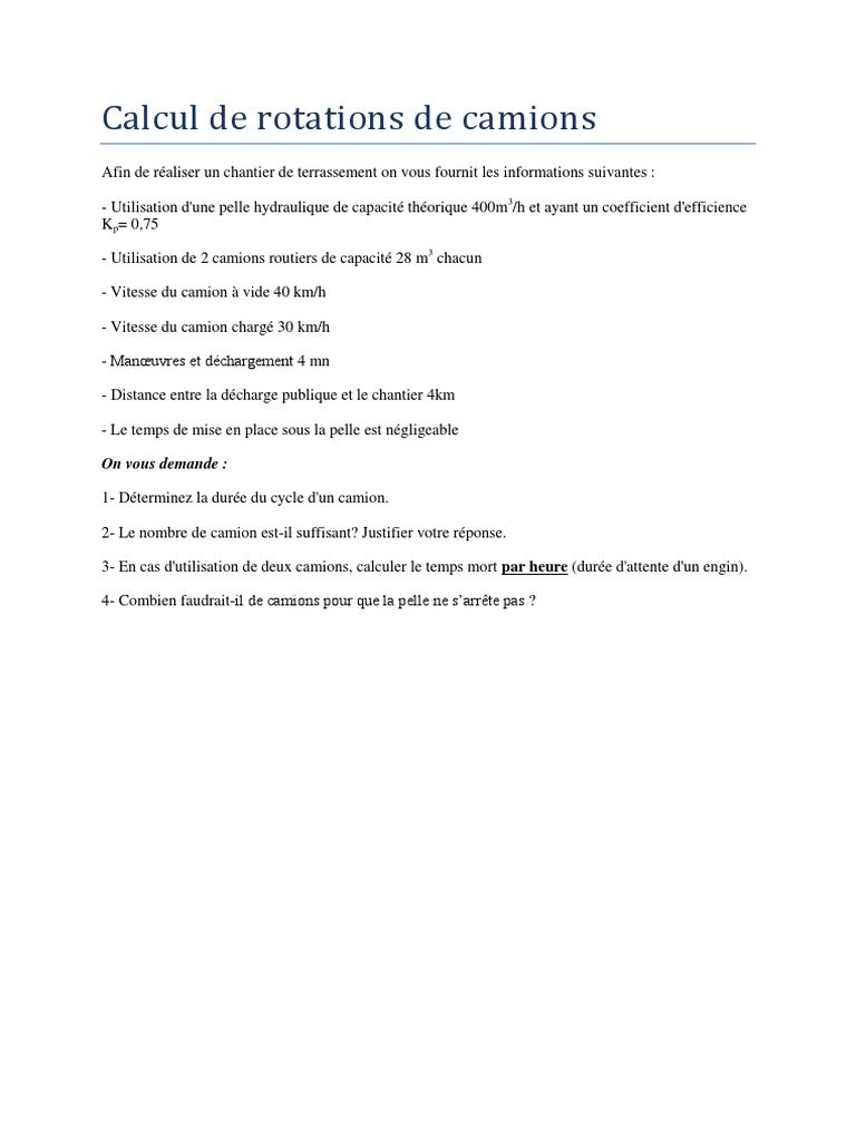 Calcul des rotations de camions | PDF | Technologie et ingénierie