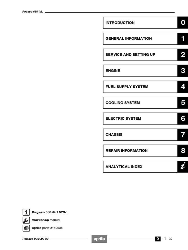 Aprilia Pegaso650IE (2002) ServiceManual | PDF | Pascal (Unit) | Engines