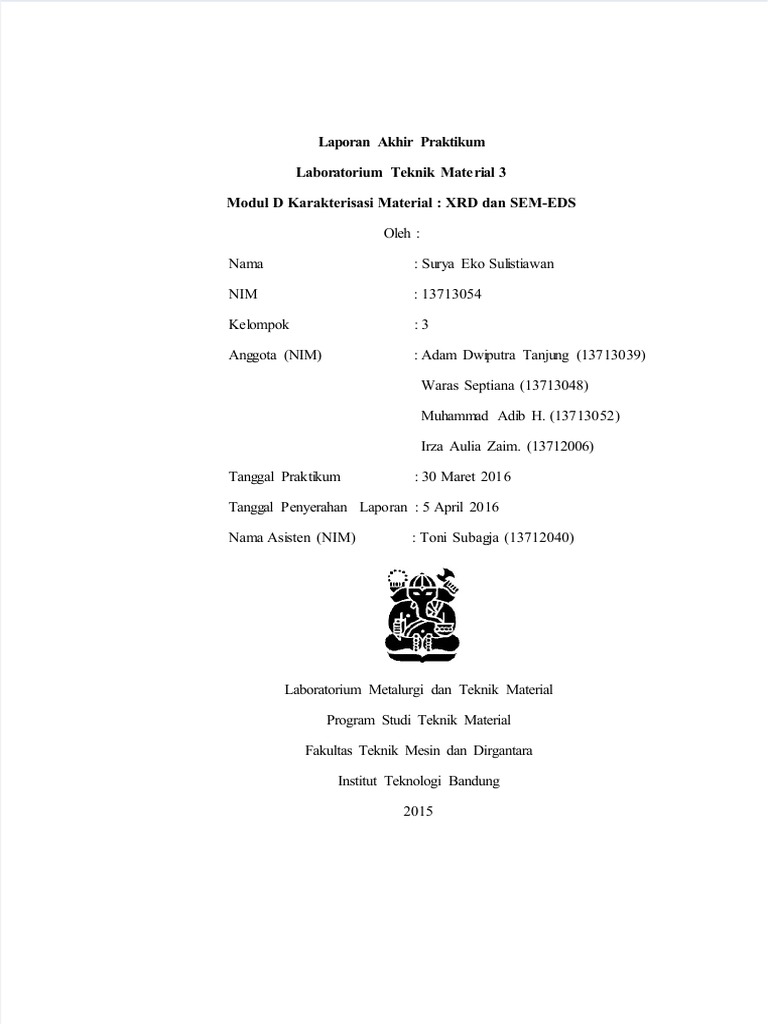 Dokumen - Tips - Modul D Karakterisasi Material XRD Dan Sem Eds | PDF