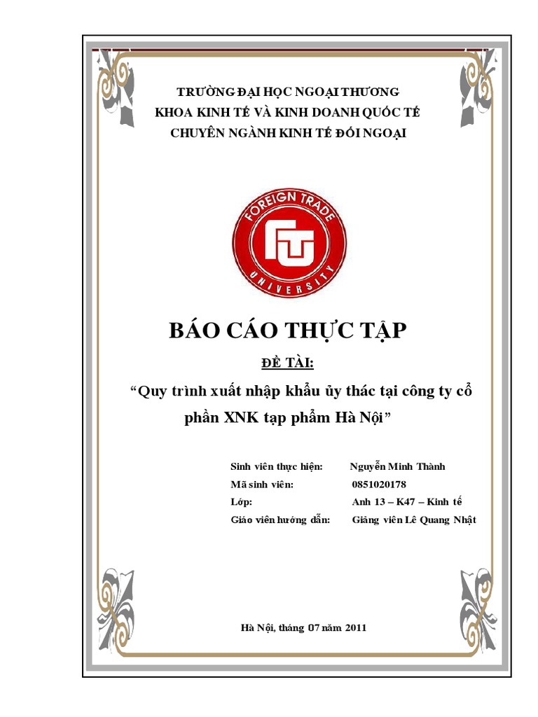 PR Mau 1 Bao Cao Thuc Tap Giua Khoa Ftu Vieclamvui | PDF