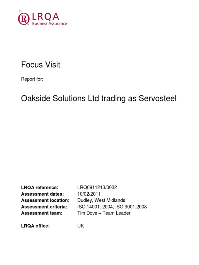 LRQA Management System Audit 2010 | PDF | Iso 9000 | Audit